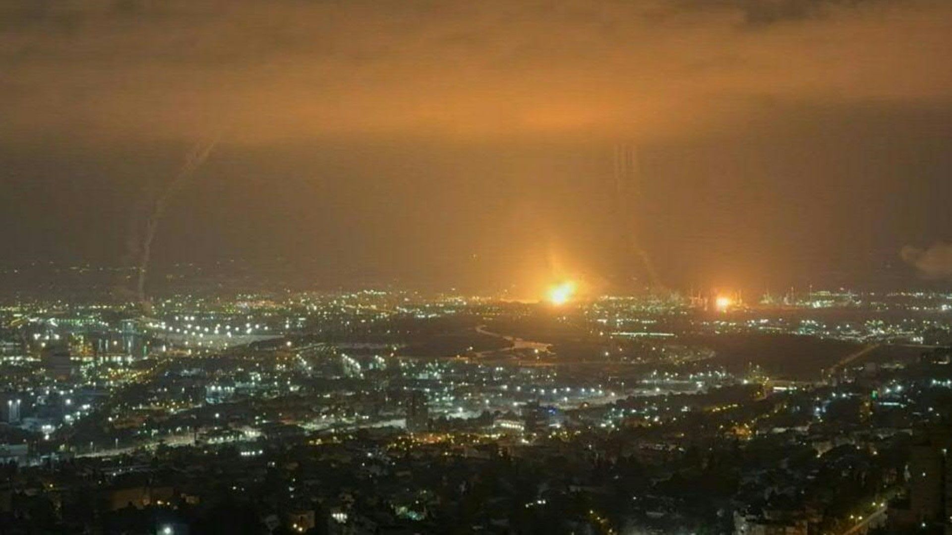 Video: Fires blaze in Haifa following Iran missile attack